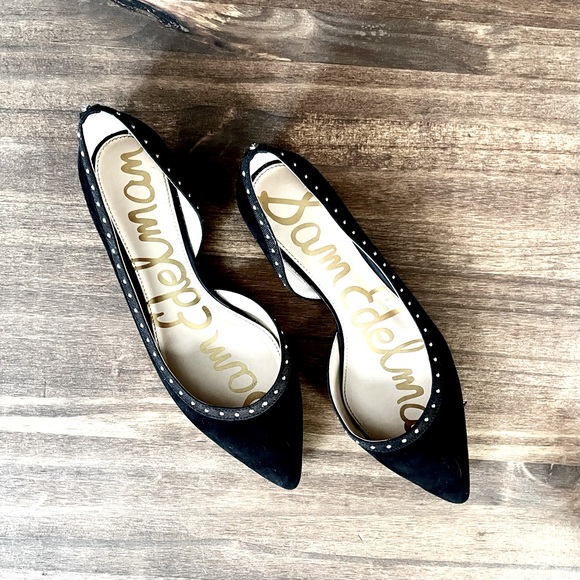 Sam Edelman | Shoes | Sam Edelman Roni Studded Half Dorsay Flat Black Suede | Poshmark